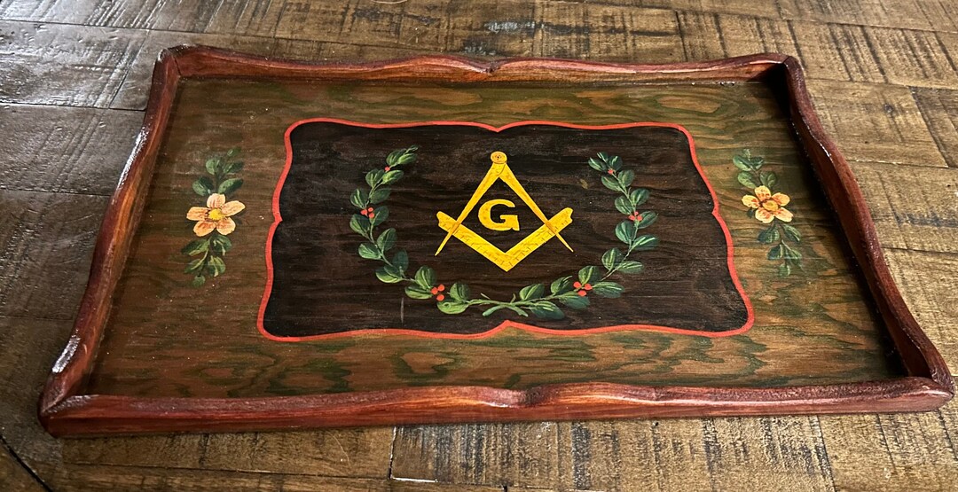 Vintage Freemason Hand Painted Wooden Tray - Etsy