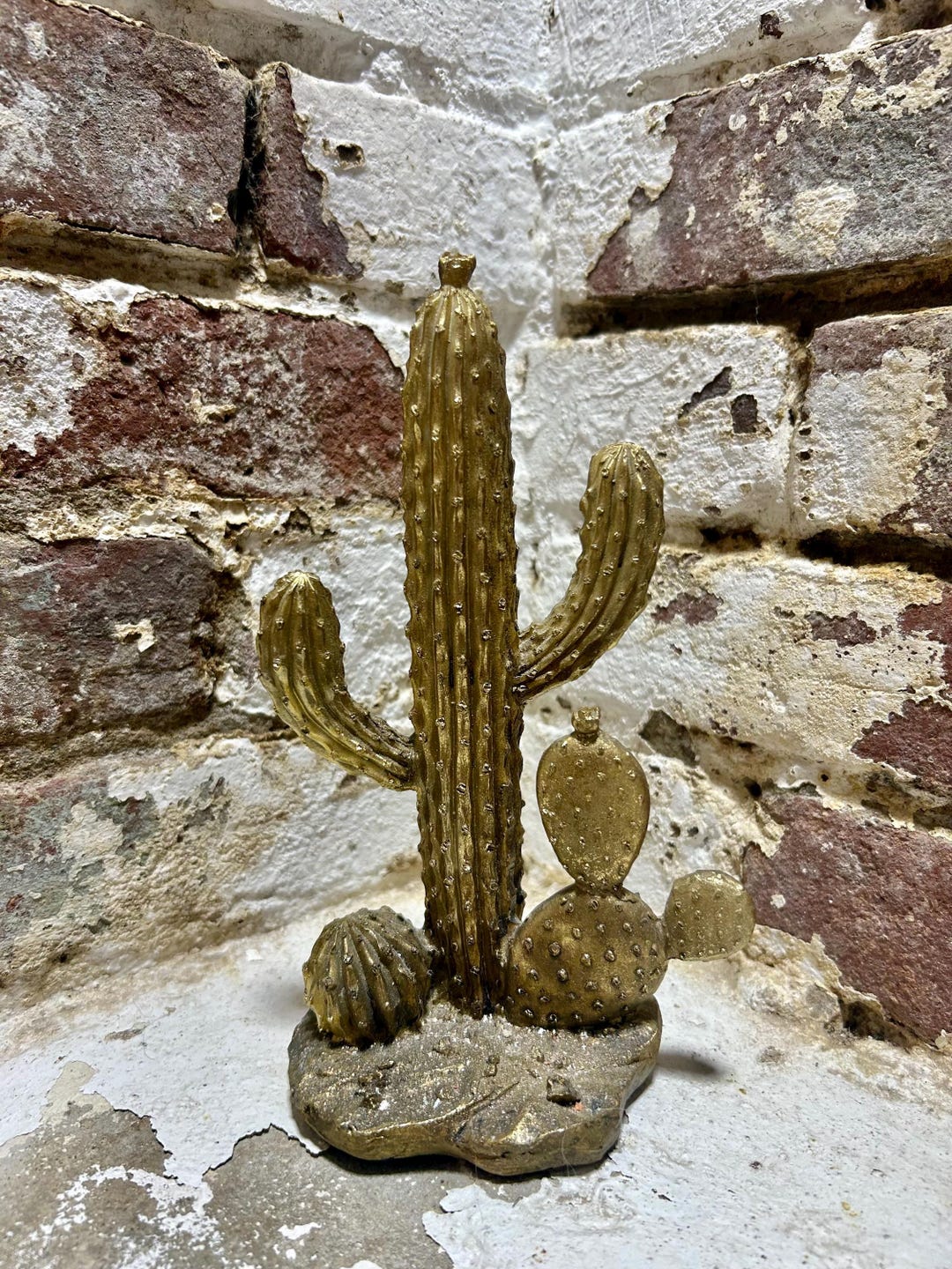 Golden Cactus Statue - Etsy