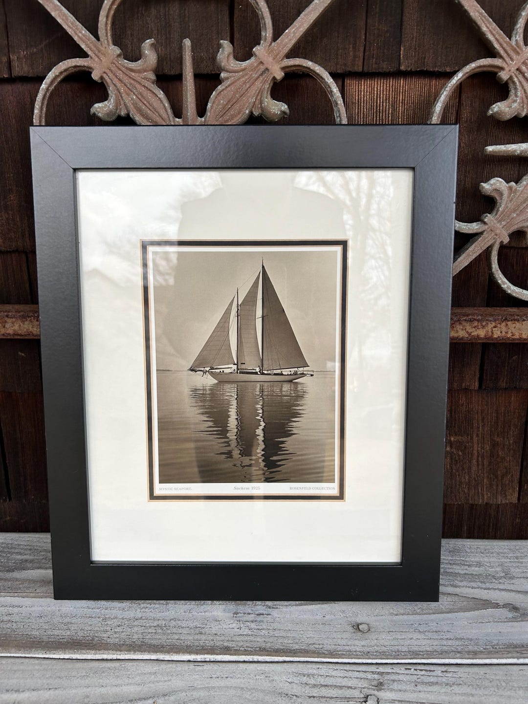Black and White Sailboat Print of the Boat Sachem 1925 at Mystic ...