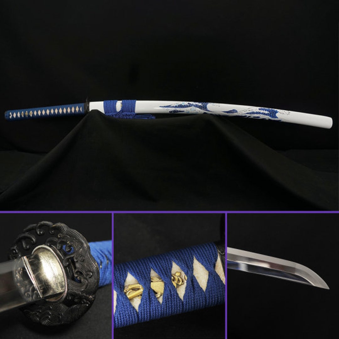 Arctic Ocean Wave Katana Sword 1095 High-carbon Steel Japanese Handmade ...