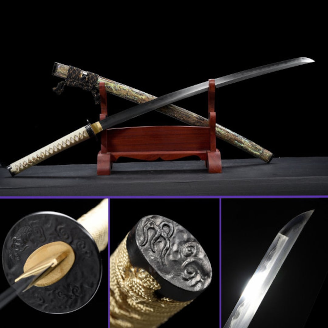 Mysterious Solstice Katana Sword Sanmai Steel Blade W/ Gunome Hamon ...