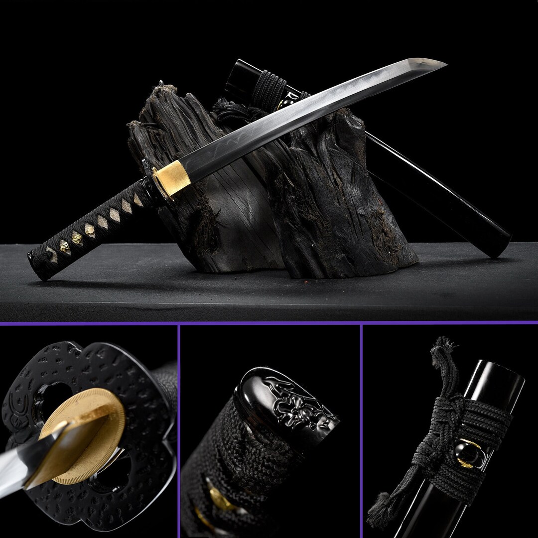 Obsidian Fury Japanese Tanto 1095 High-carbon Steel Hand-forged Ninja ...