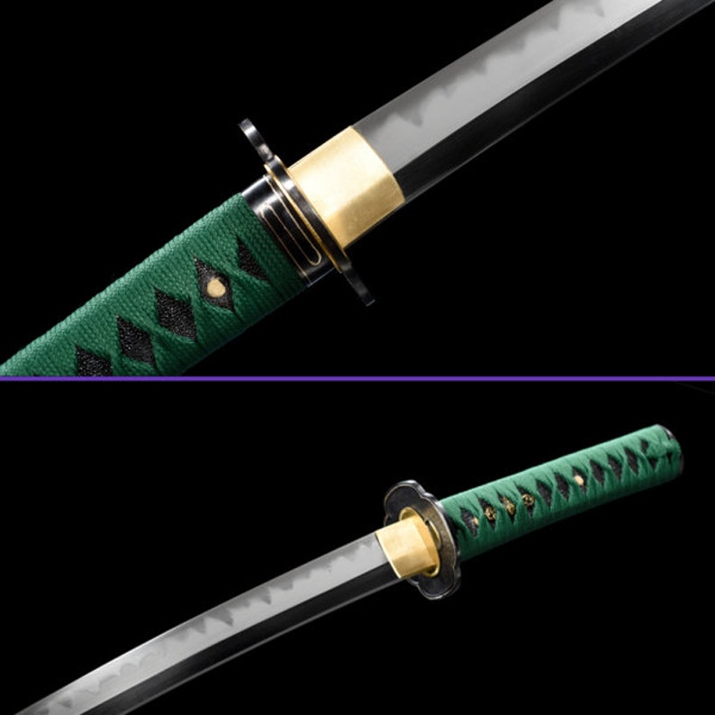 Mystery Emerald Shadow Wakizashi Sword 9260 Spring Tactical Steel Blade ...