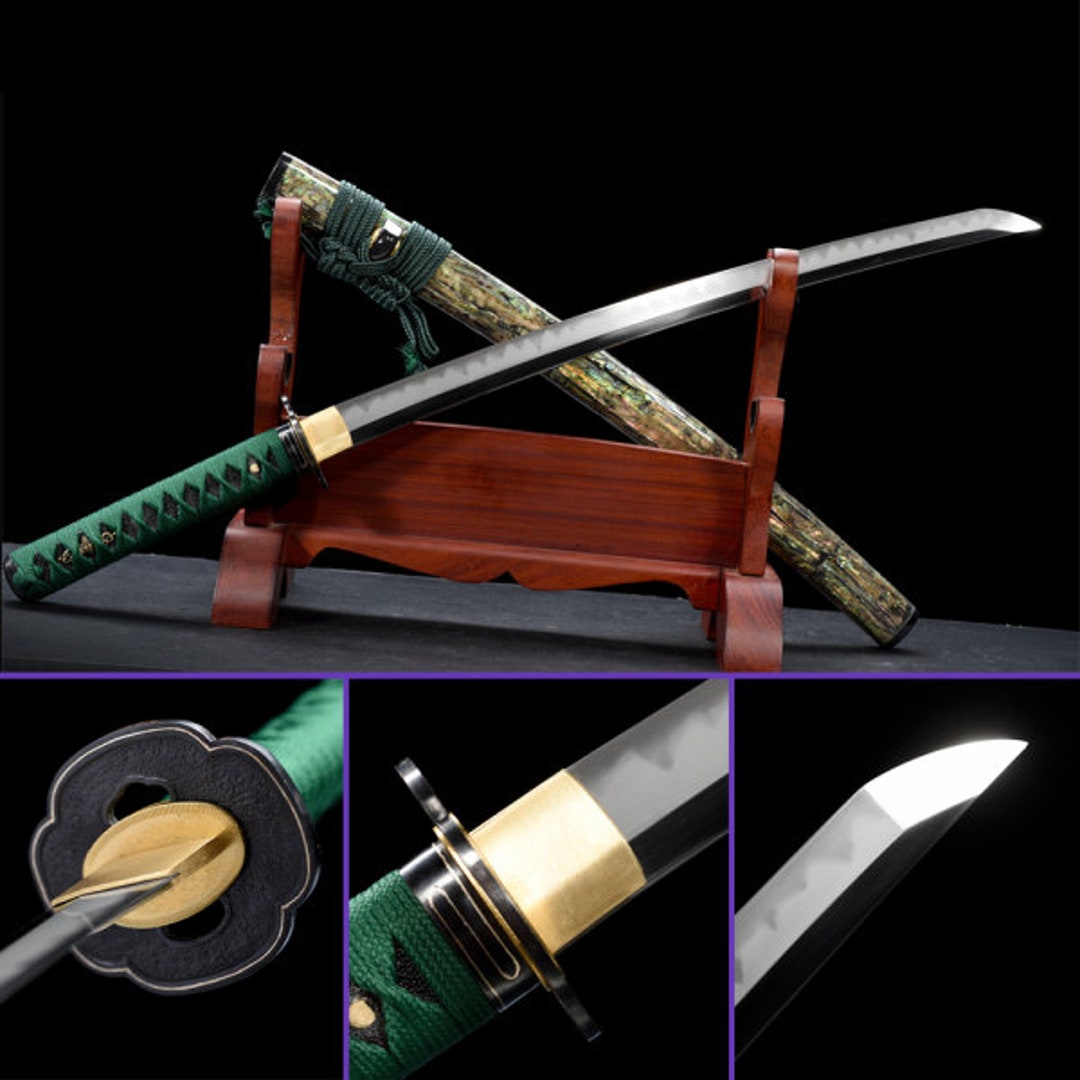Mystery Emerald Shadow Wakizashi Sword 9260 Spring Tactical Steel Blade ...