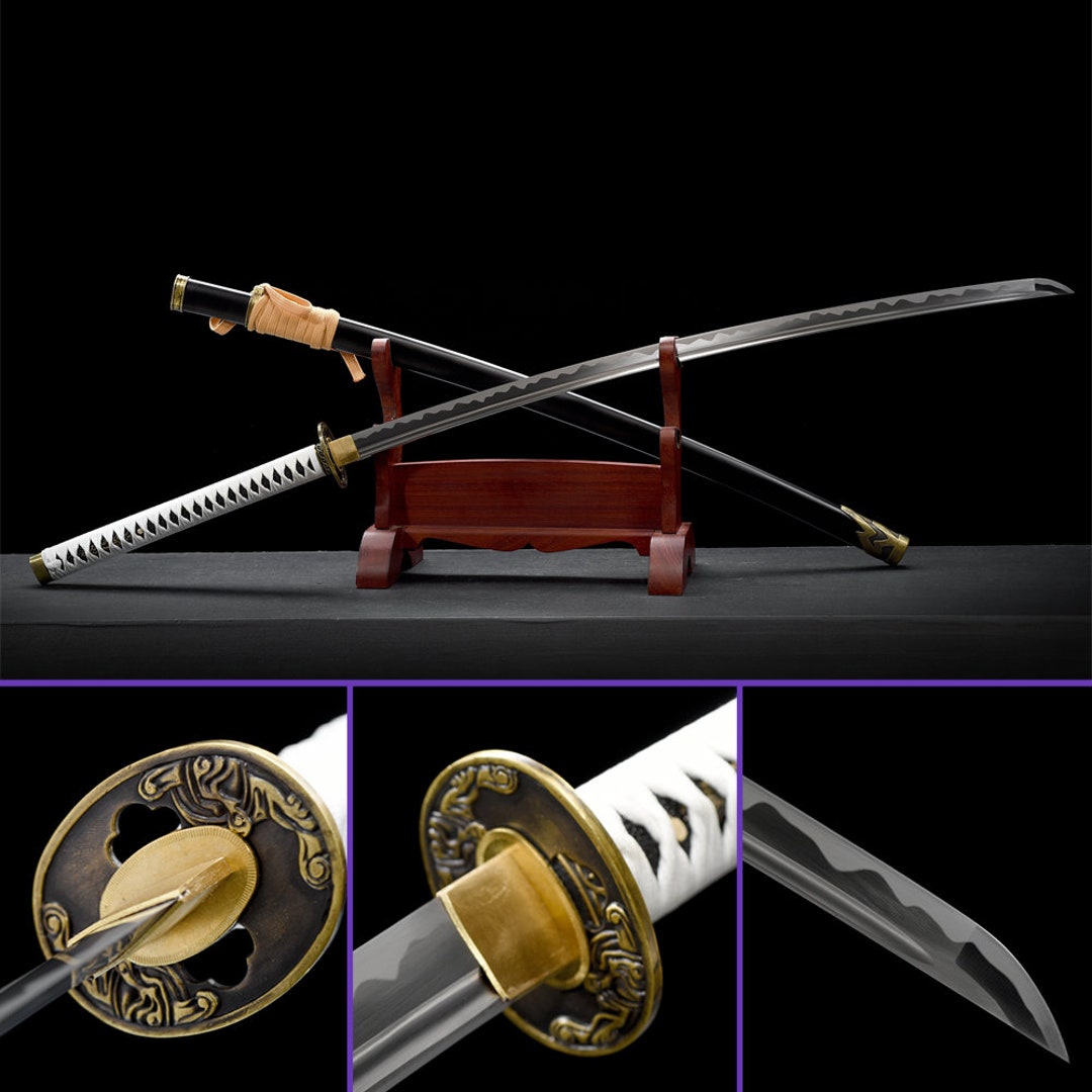 Katana Sword 1095 High-carbon Steel Blade White Rayon Handle Japanese ...