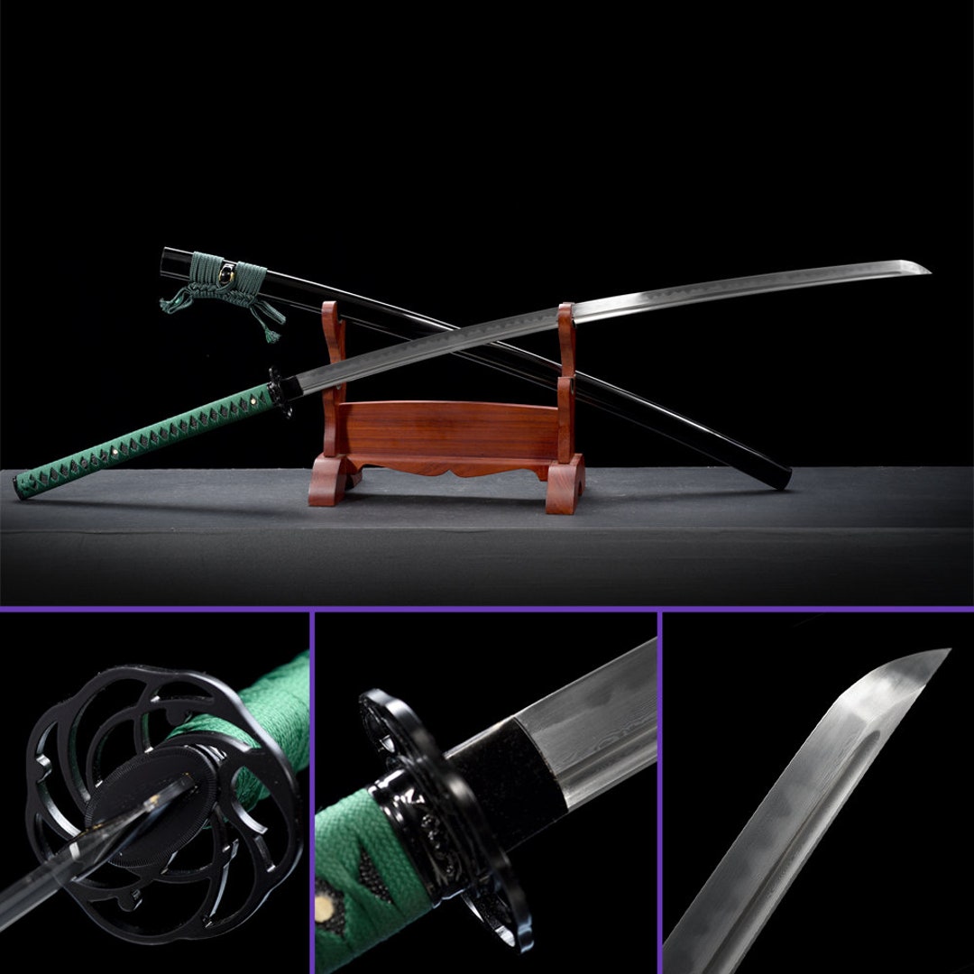 Jade Serenity Odachi Sword 1095 Folded Steel Blade Enflowered Iron ...
