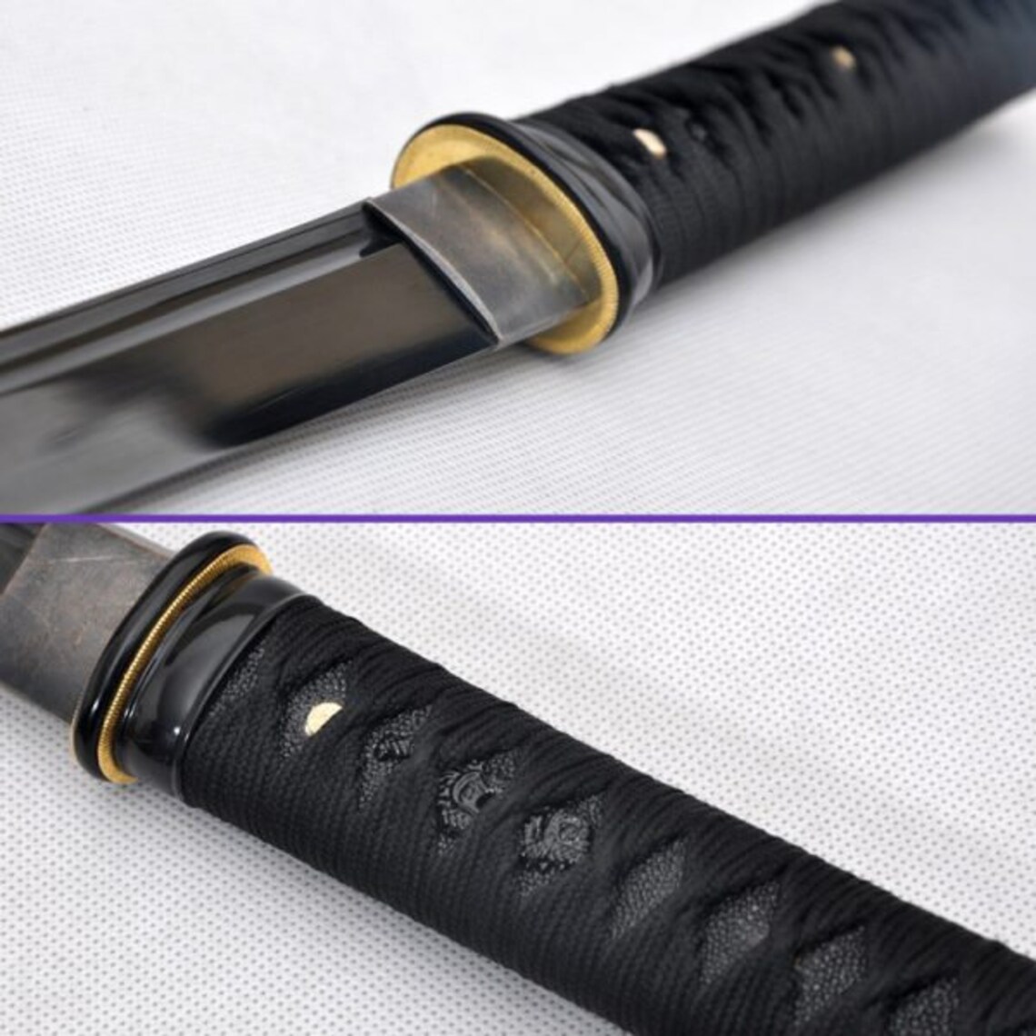 Phantom Shadow Wakizashi Sword 1060 High-carbon Steel Blade Black Rayon ...