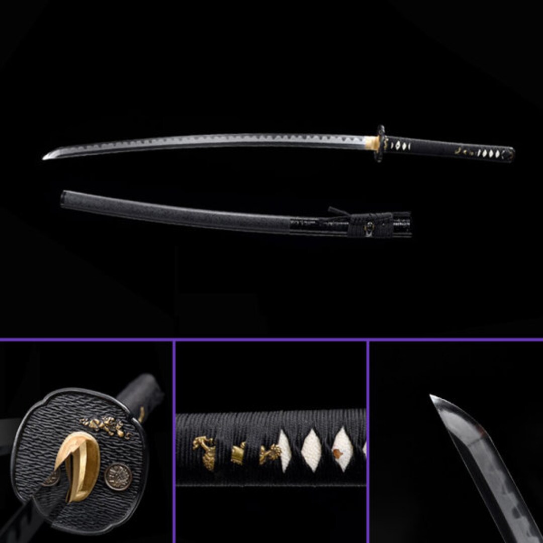 Nightshade Tempest Katana Sword Sanmai Steel Blade Black Theme Sword ...