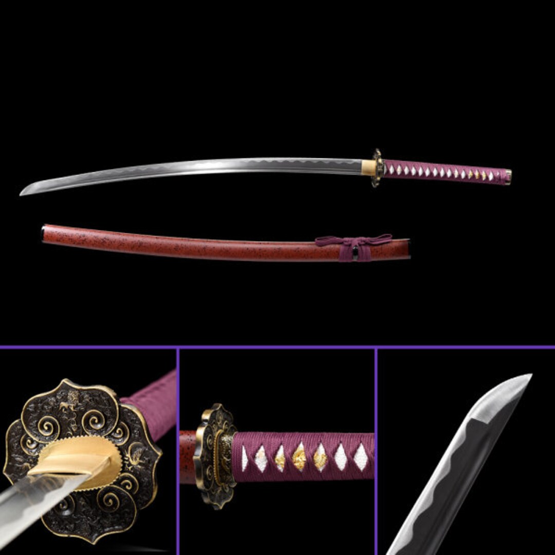 Deep Purple Serenity Katana Sword 1060 High-carbon Steel Purple Handle ...