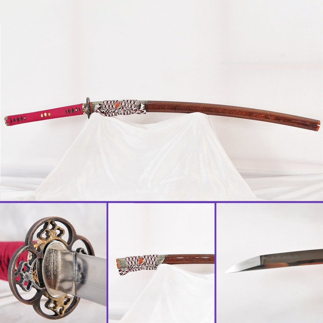 Katana Sword 1095 Clay-tempered Steel Enflowered Opening - Etsy
