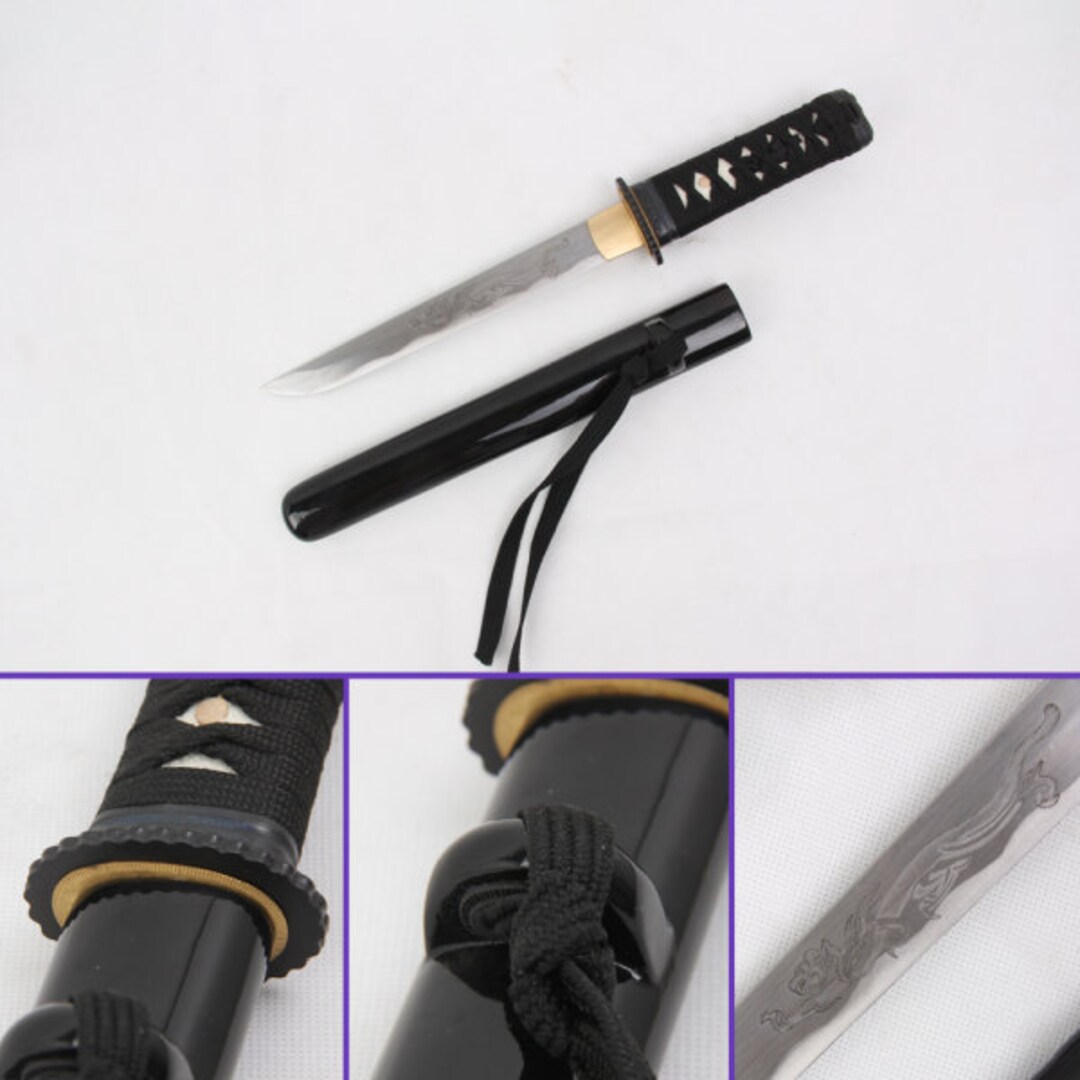 Midnight Ronin Small Japanese Tanto 1060 Folded Steel W/ Engraved ...