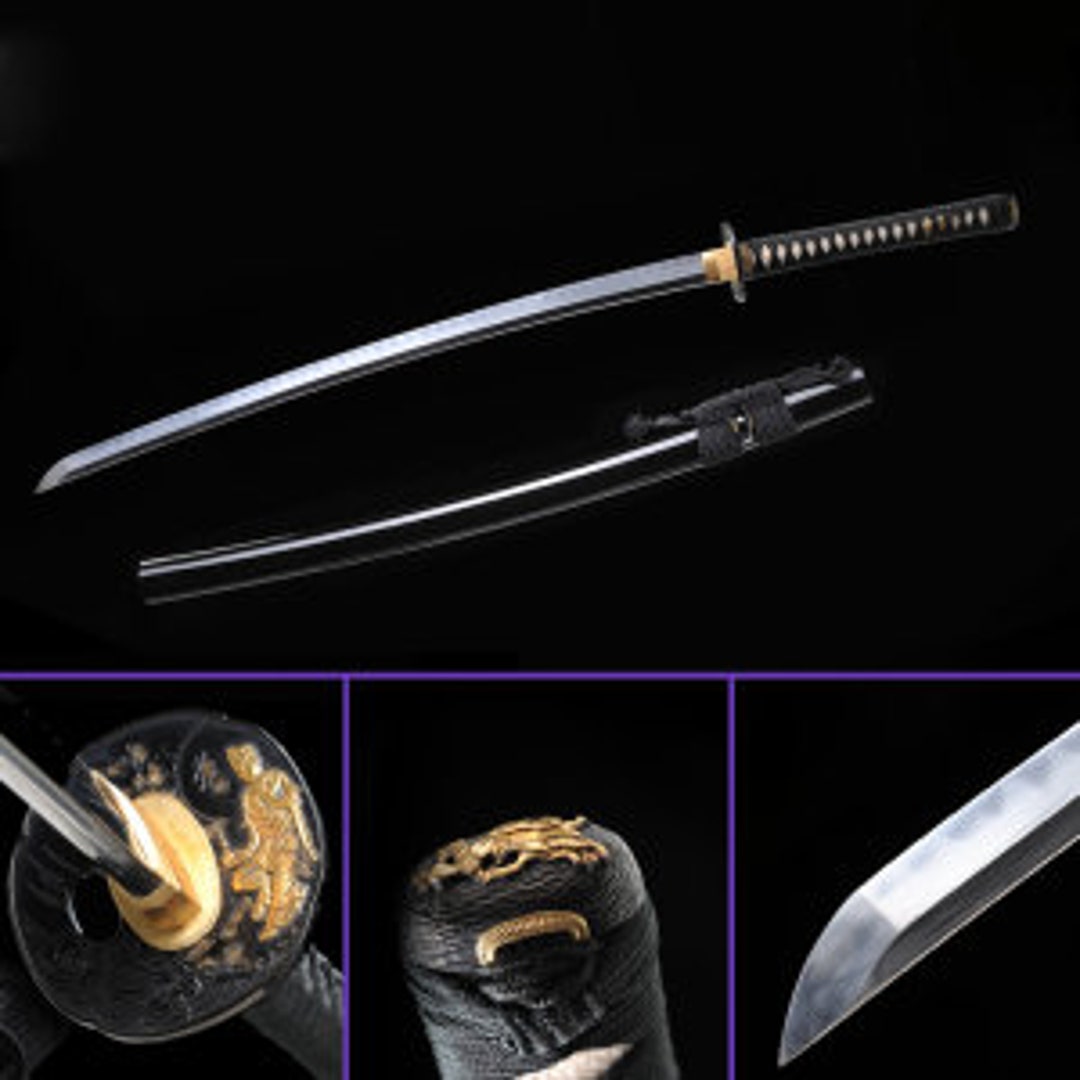 Obsidian Ember Katana Sword 1095 High-carbon Steel Black Theme Sword ...