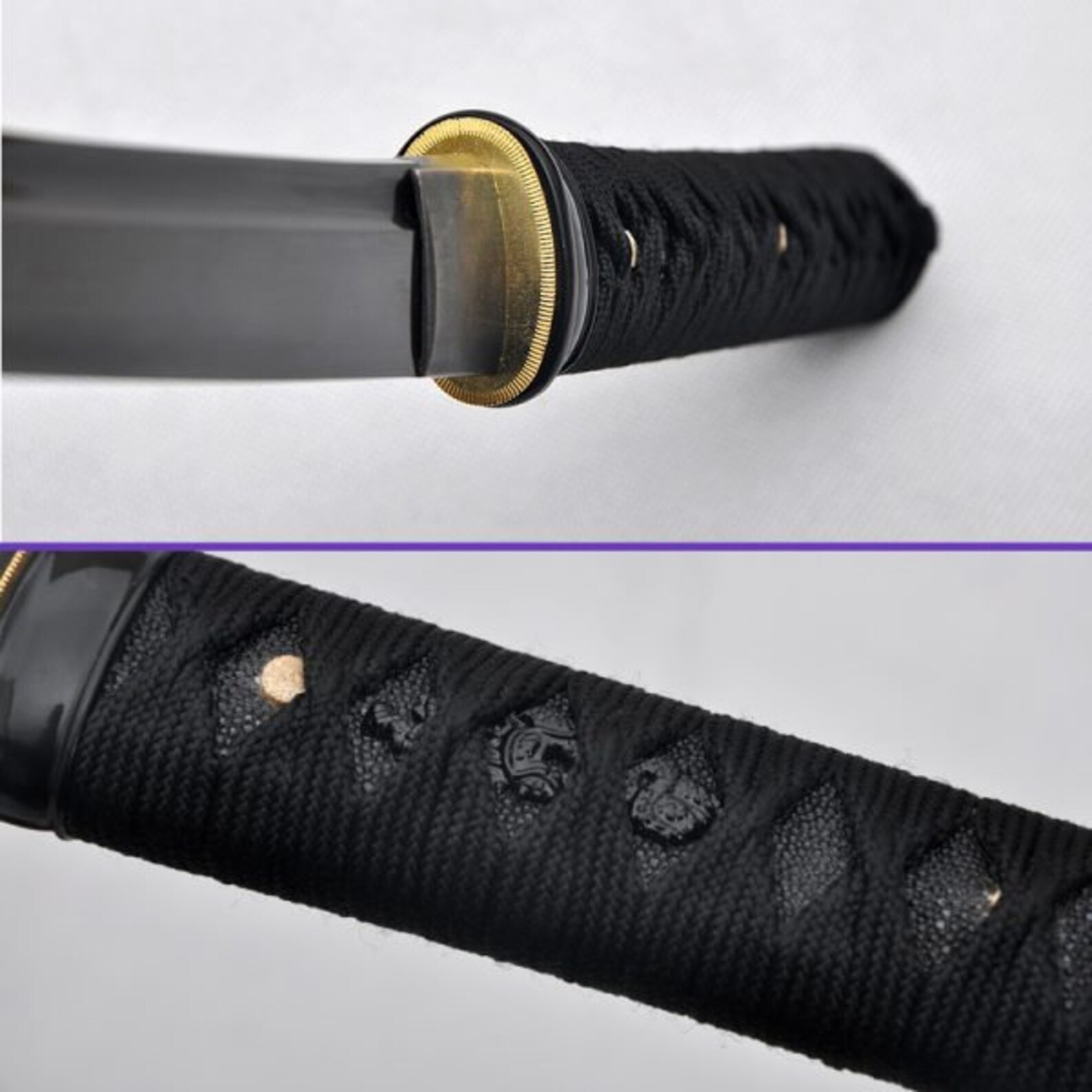 Phantom Shadow Wakizashi Sword 1060 High-carbon Steel Blade Black Rayon ...