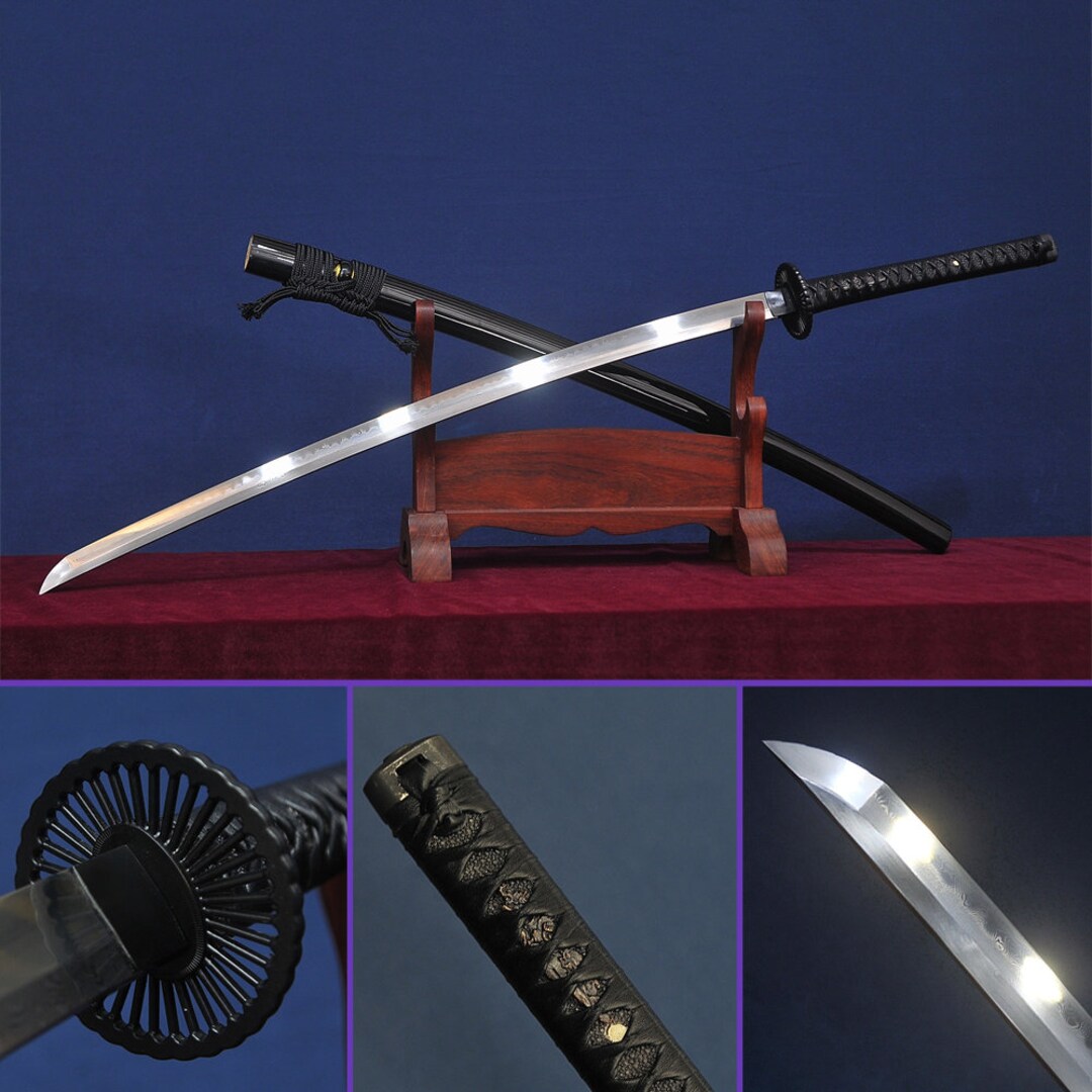 Phantom Gloom Katana Sword 1095 Folded Steel Blade Enflowered Iron ...