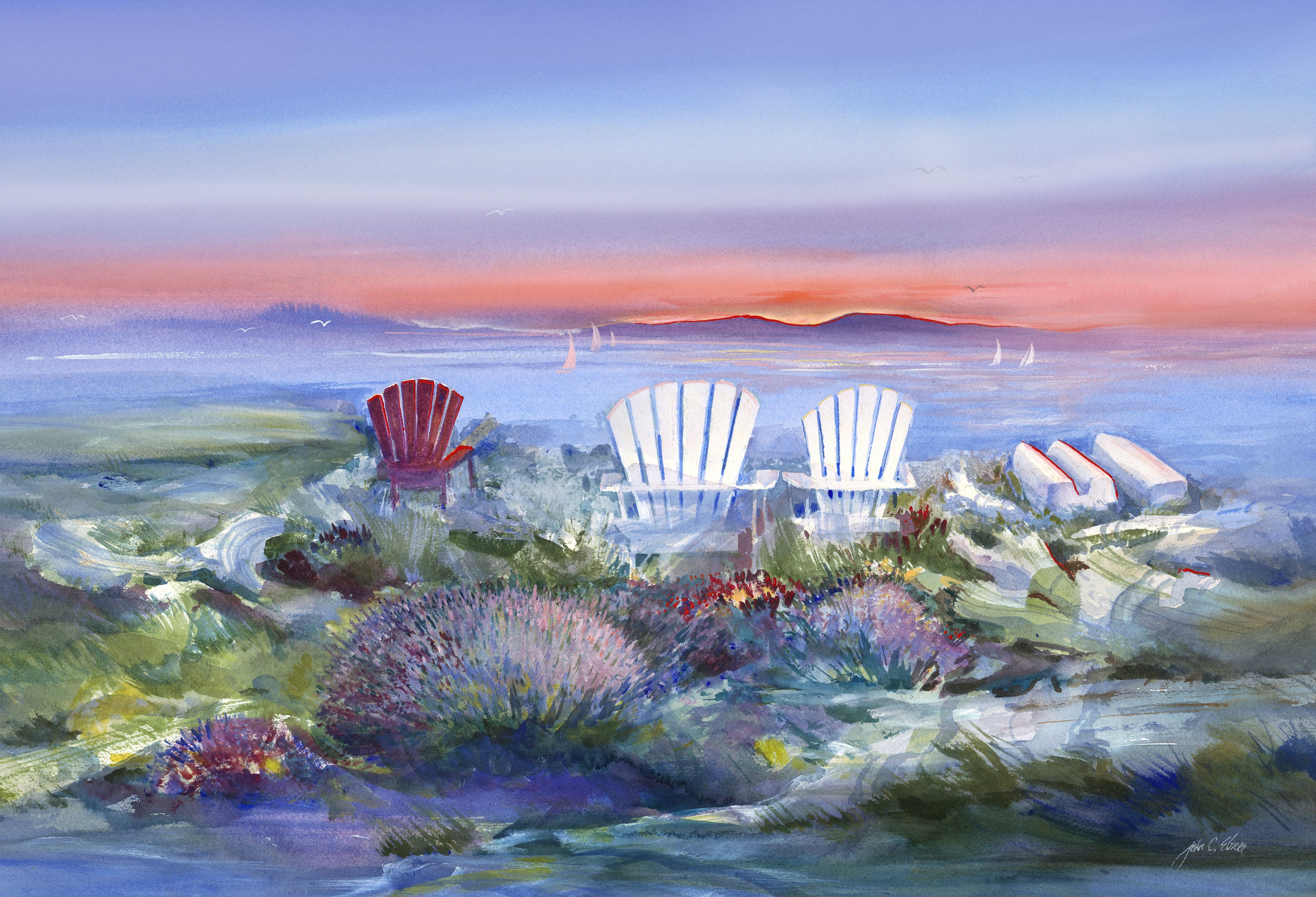 Secret Garden, John Ebner 8” X 10” Decorative Ceramic Tile, Watercolor ...