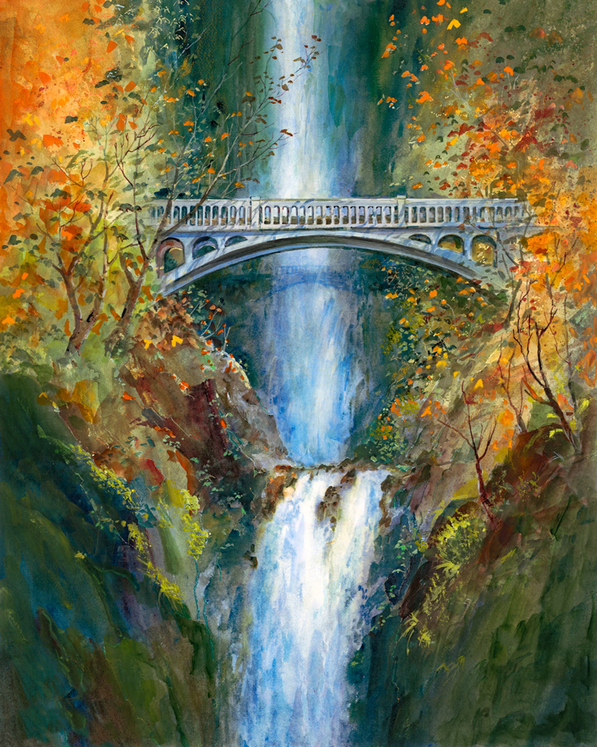 Multnomah Falls, John Ebner, Oregon Waterfall, Giclee, Northwest ...