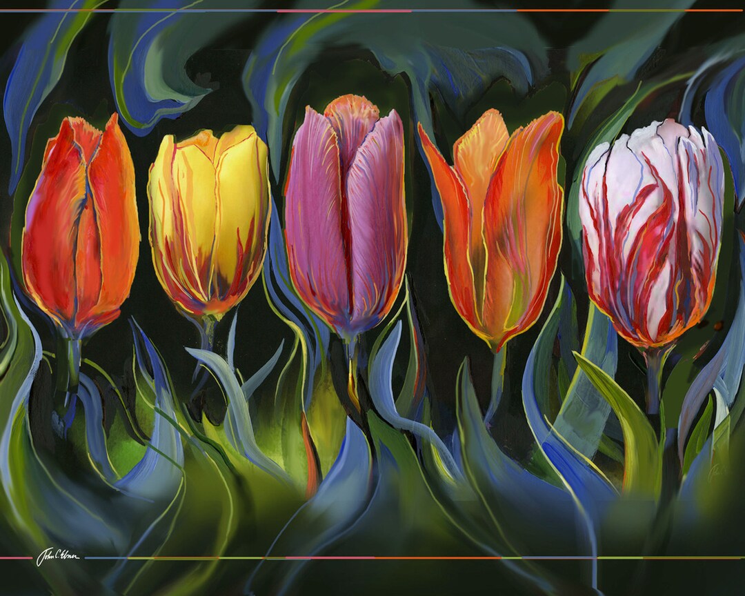 Tulip Time, John Ebner, 8 X 10 Decorative Tile, Spring Flowers, Tulips ...