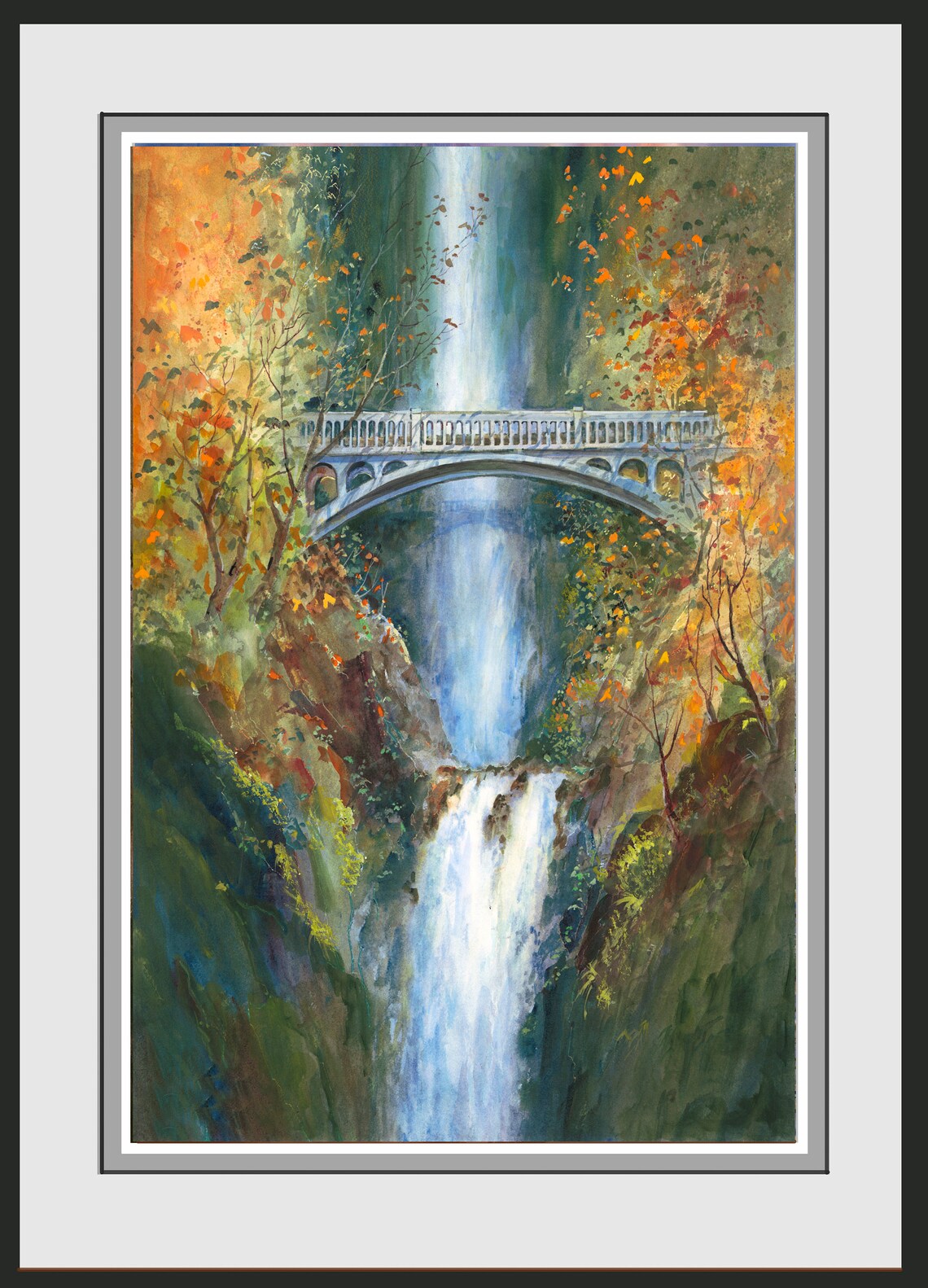 Multnomah Falls, John Ebner, Oregon Waterfall, Giclee, Northwest ...
