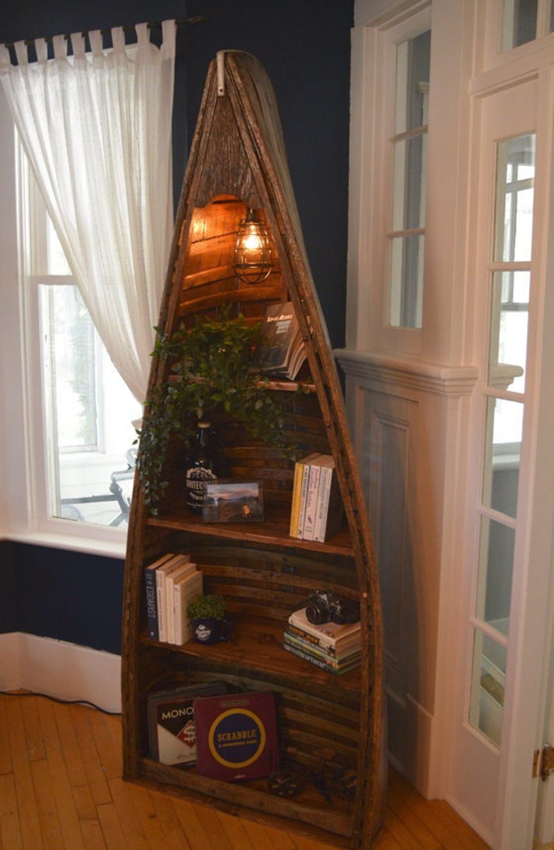 Handcrafted Wooden Canoe Shelf - Repurposed Cedar Canvas Canoe - Etsy