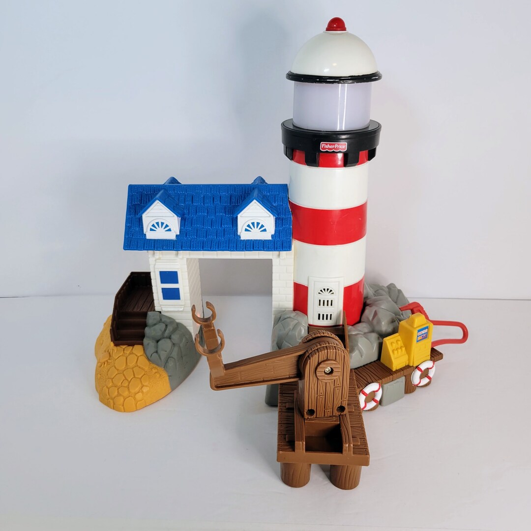 Imaginext Geotrax Train Harbor Docks Lighthouse Works G4881 Lights ...