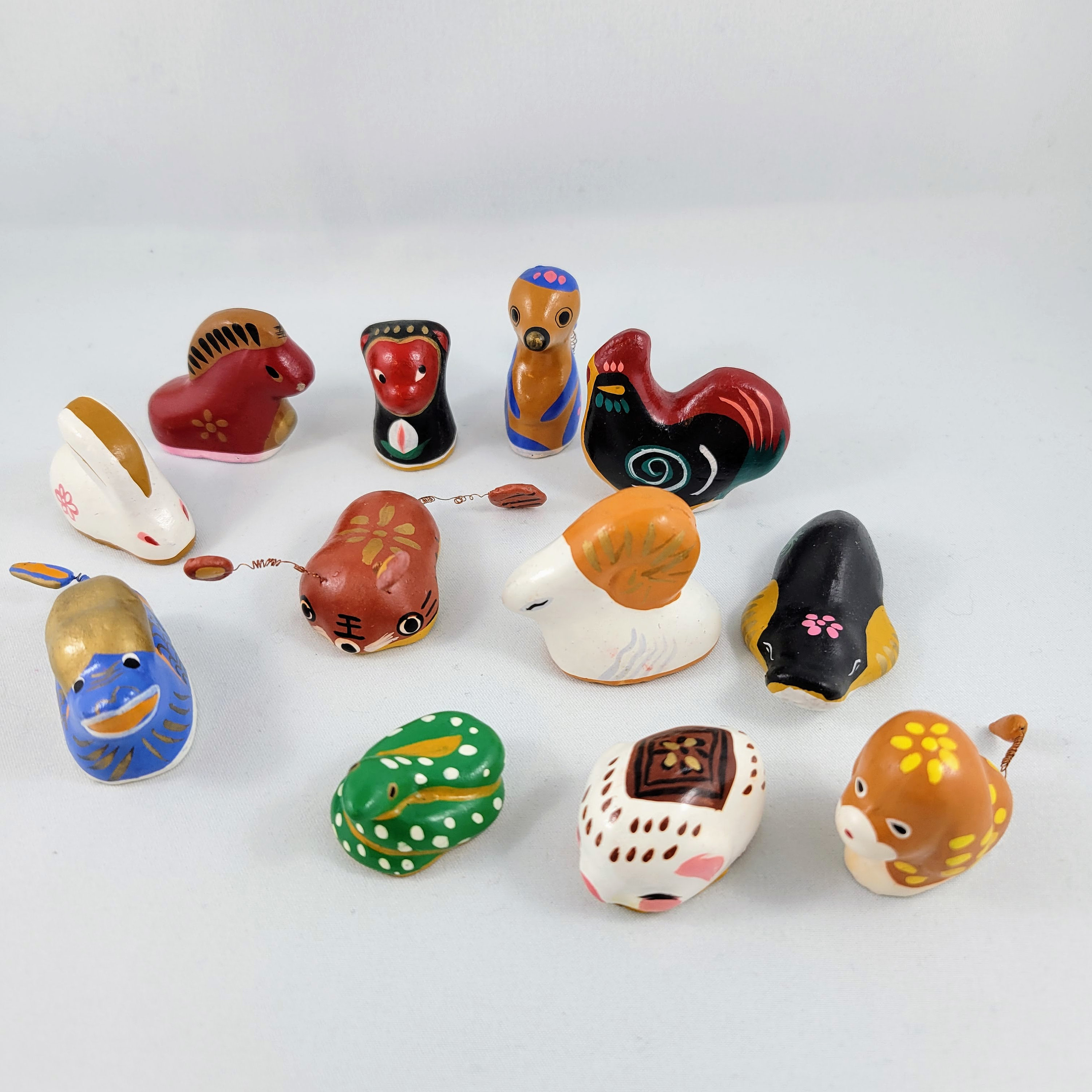 Mud Clay Animal Figurines Set of 12 Colorful Wire Tails Read - Etsy