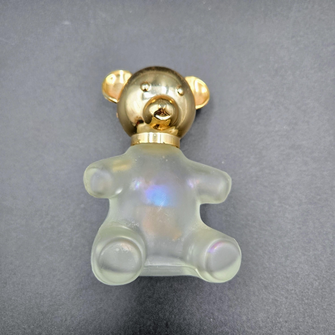 Vintage Avon Teddy Bear Perfume Cologne Bottle Gold White Frosted Empty ...