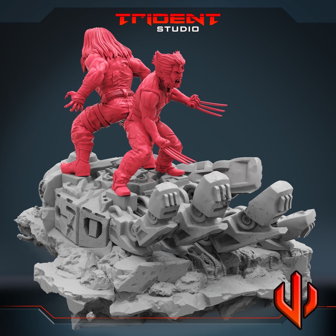 Sabertooth and Wolverine Diorama From Trident Sudio With Its 65x92 Mm ...