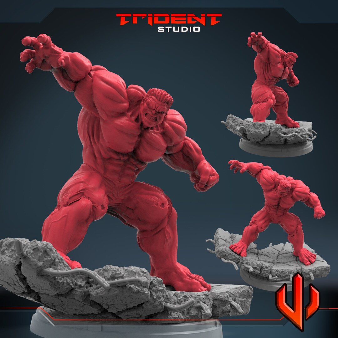 Red Hulk From Trident Studio With Its 65 Mm Base - Etsy