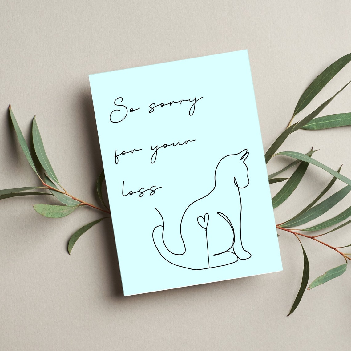 Cat Loss Card Cat Memorial Card Pet Loss Pet Bereavement Card Pet Loss ...