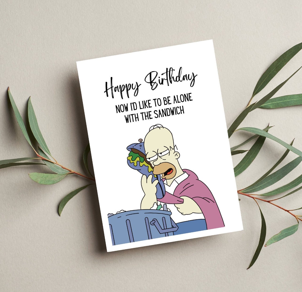 Homer Sandwich Birthday Card Homer Rotten Sandwich Homer Birthday Card ...