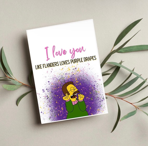 Office Ned Flanders Purple Drapes Valentines Day Card Flanders Simpsons ...
