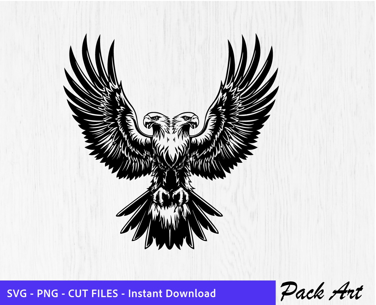 Eagle With Two Head Svg & PNG Files, Rare Bird Clipart Shirt Laser Cut ...