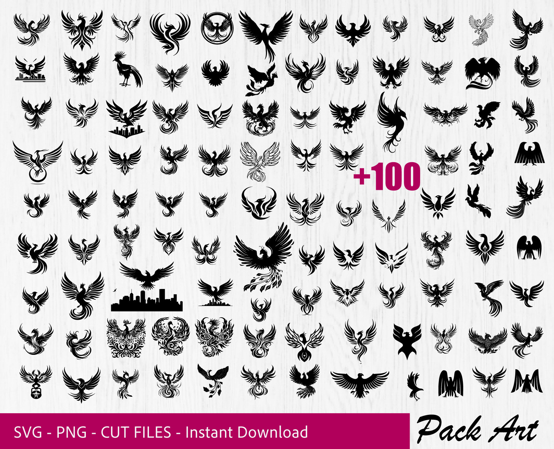 Phoenix SVG Bundle, 100 Phoenix PNG Bundle, Phoenix Clipart, Phoenix ...