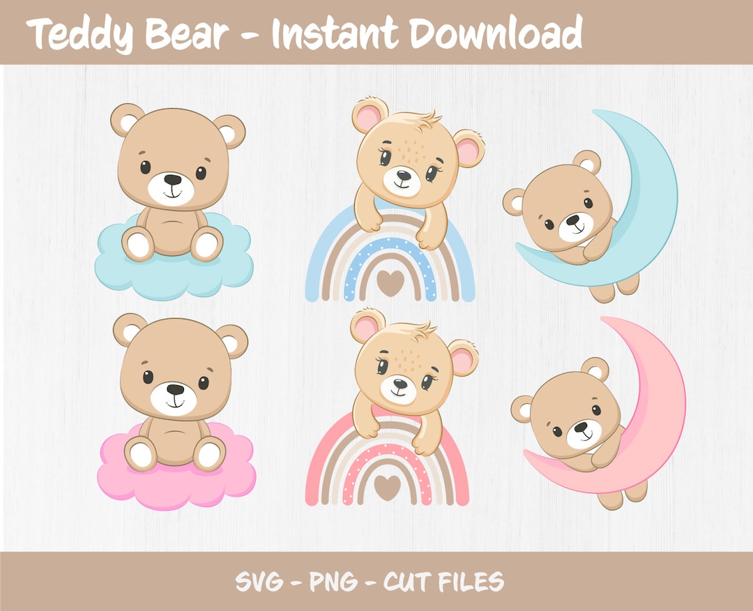 Teddy Bear Svg, Baby Svg, Newborn Svg, Png File for Cricut Instant ...