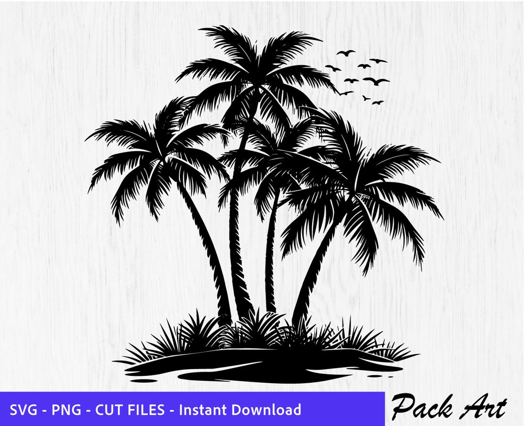 Beach Palm Tree Svg, Png Beach Scene Clipart Shirt Nature Laser Cut ...
