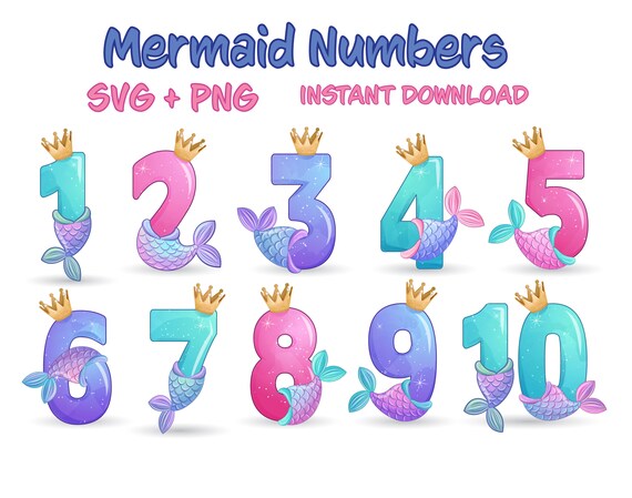 Mermaid Svg Numbers Birthday Girl Svg Princess Svg Little | Etsy