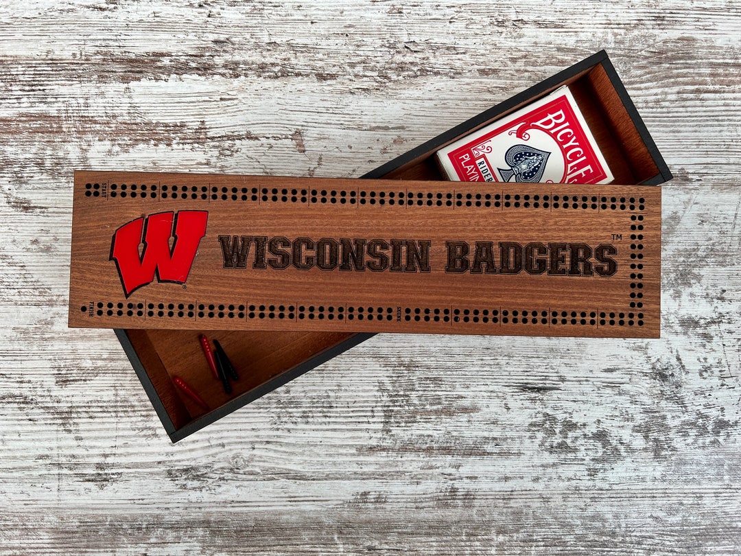 Wisconsin Badger Cribbage Board, Bucky Badger, Gift for Badger Fan ...