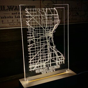 Custom LED Map Light, Accent Lamp, Night Light, City Map, Anniversary ...