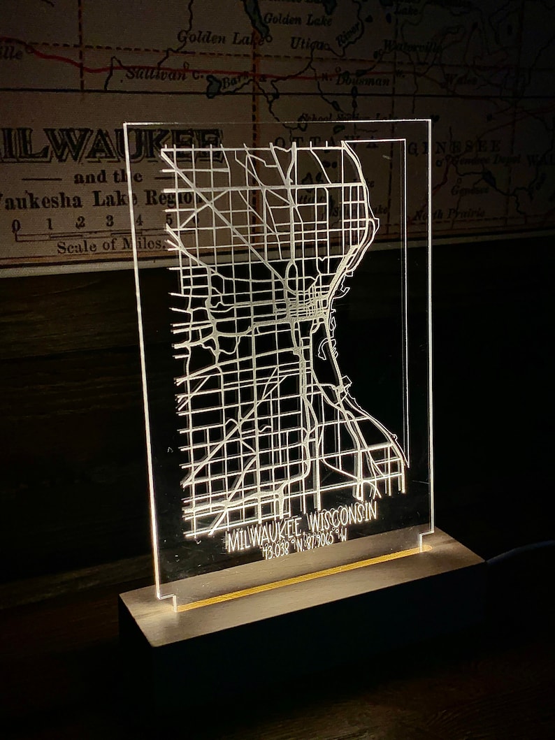 Custom LED Map Light Accent Lamp Night Light City Map - Etsy
