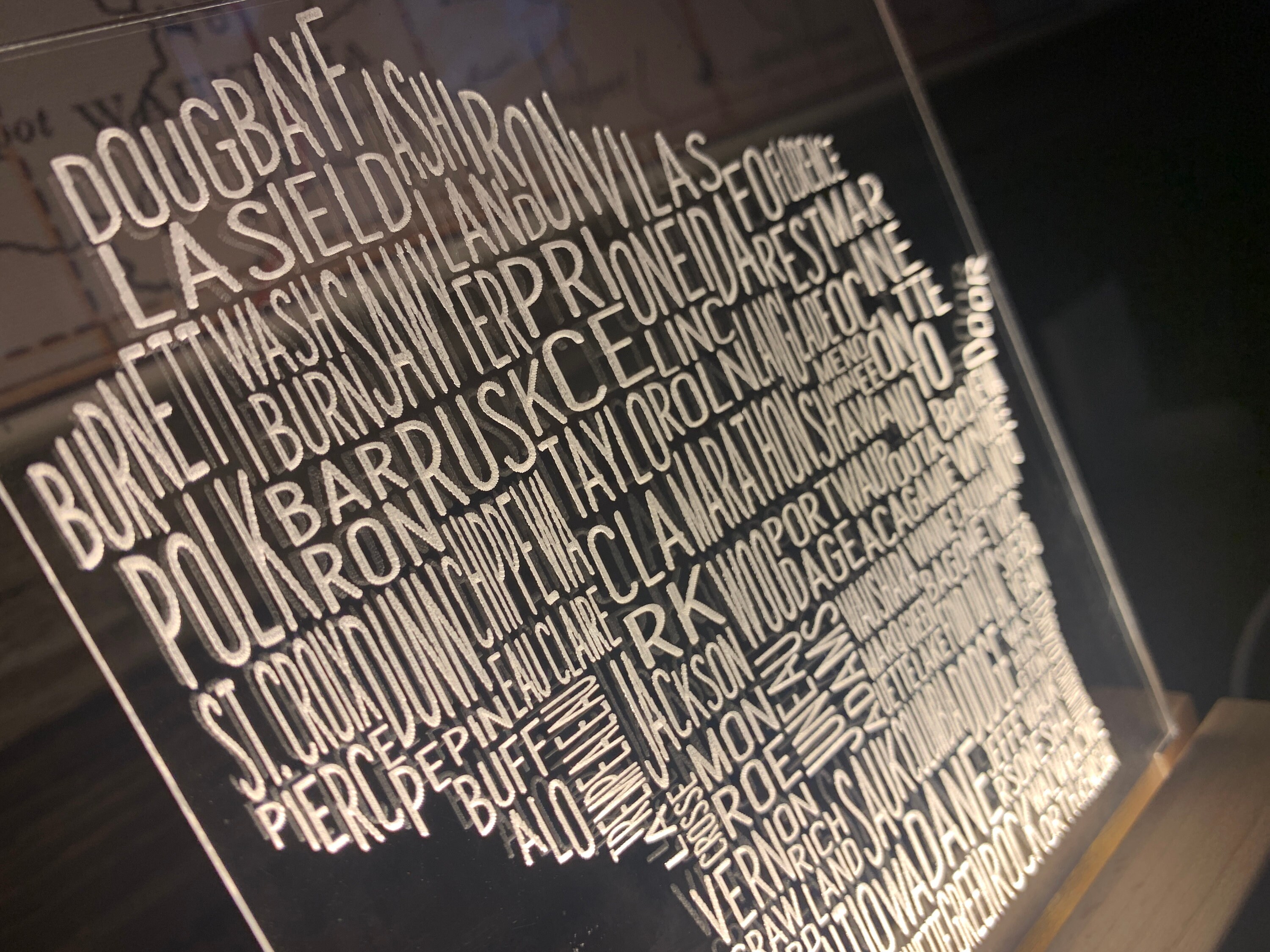Wisconsin County Map Led Acrylic Sign Accent Lamp - Etsy