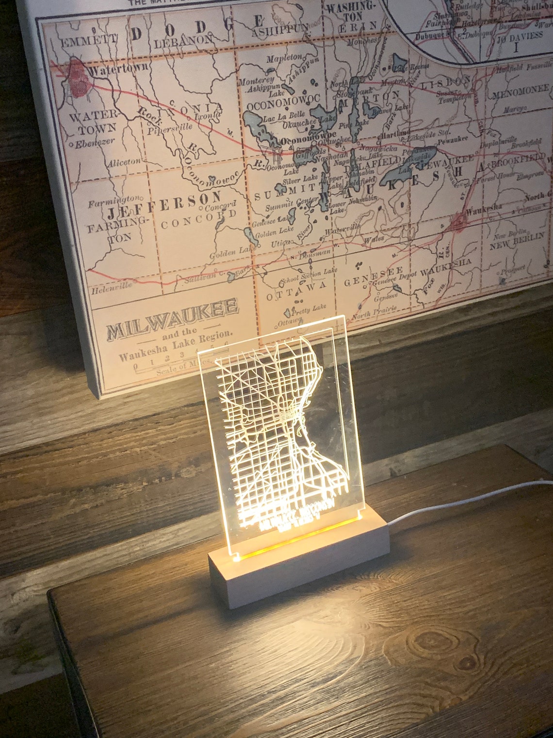Custom LED Map Light Accent Lamp Night Light City Map | Etsy