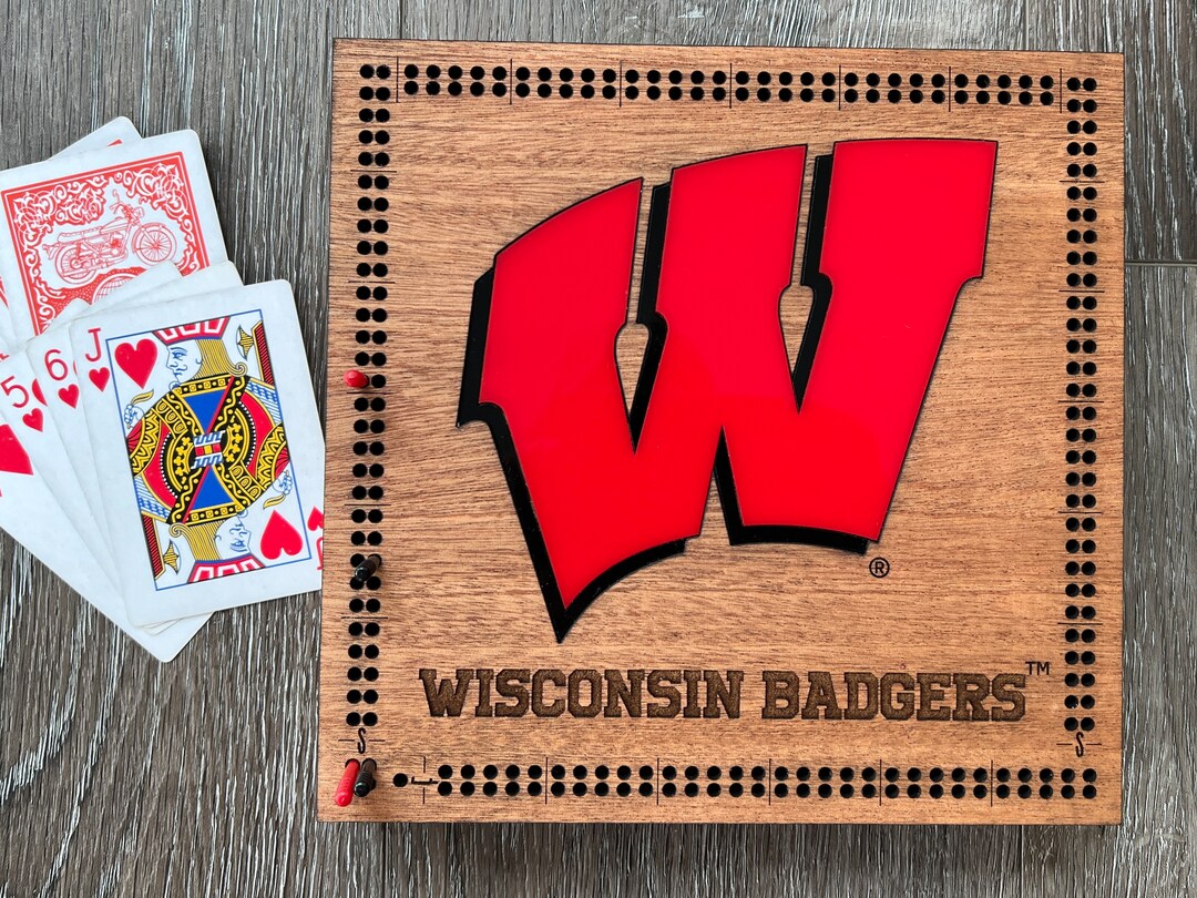 Wisconsin Badger Cribbage Board, Motion W, Game Night, Card Games, Gift ...