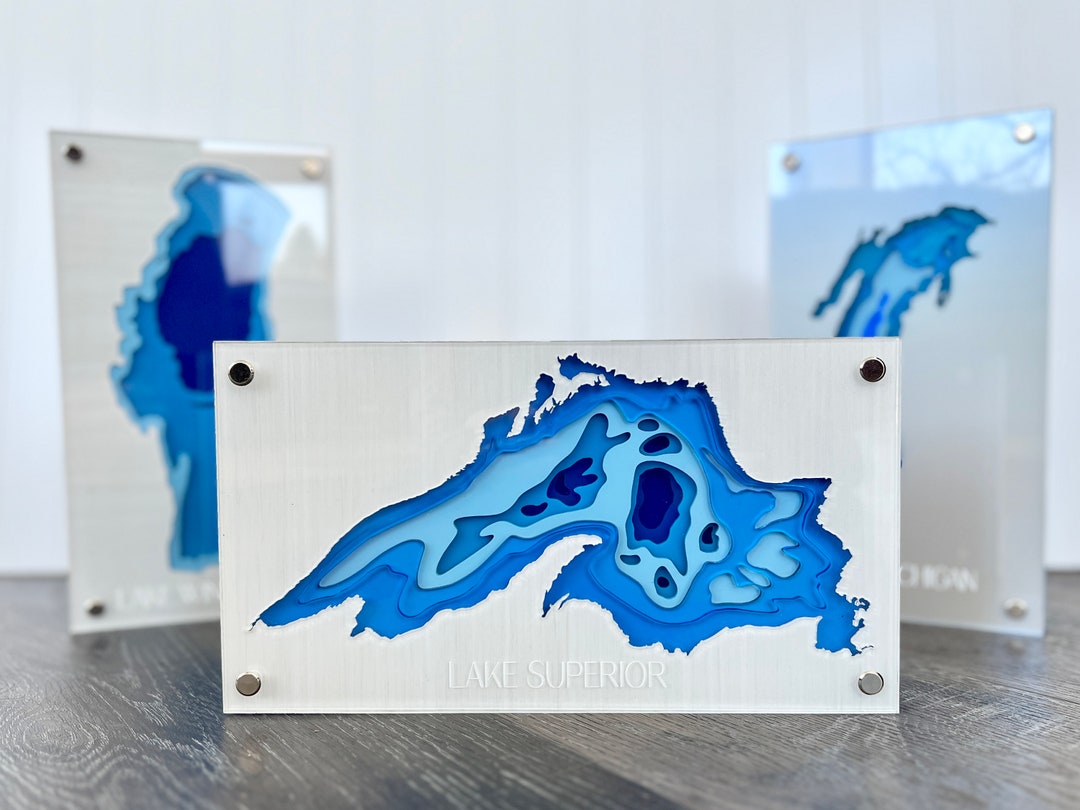 Bathymetric Map, Lake Map, Topographic Map, Layered Map, Lake Art, Lake ...