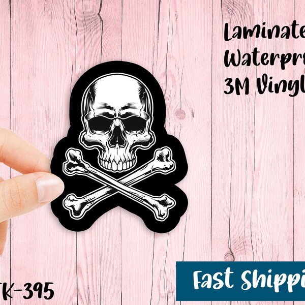 Skull and Crossbones Vinyl Sticker - Etsy