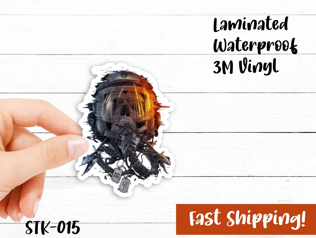 Fighter Pilot Skull Sticker Waterproof Vinyl Sticker - Etsy