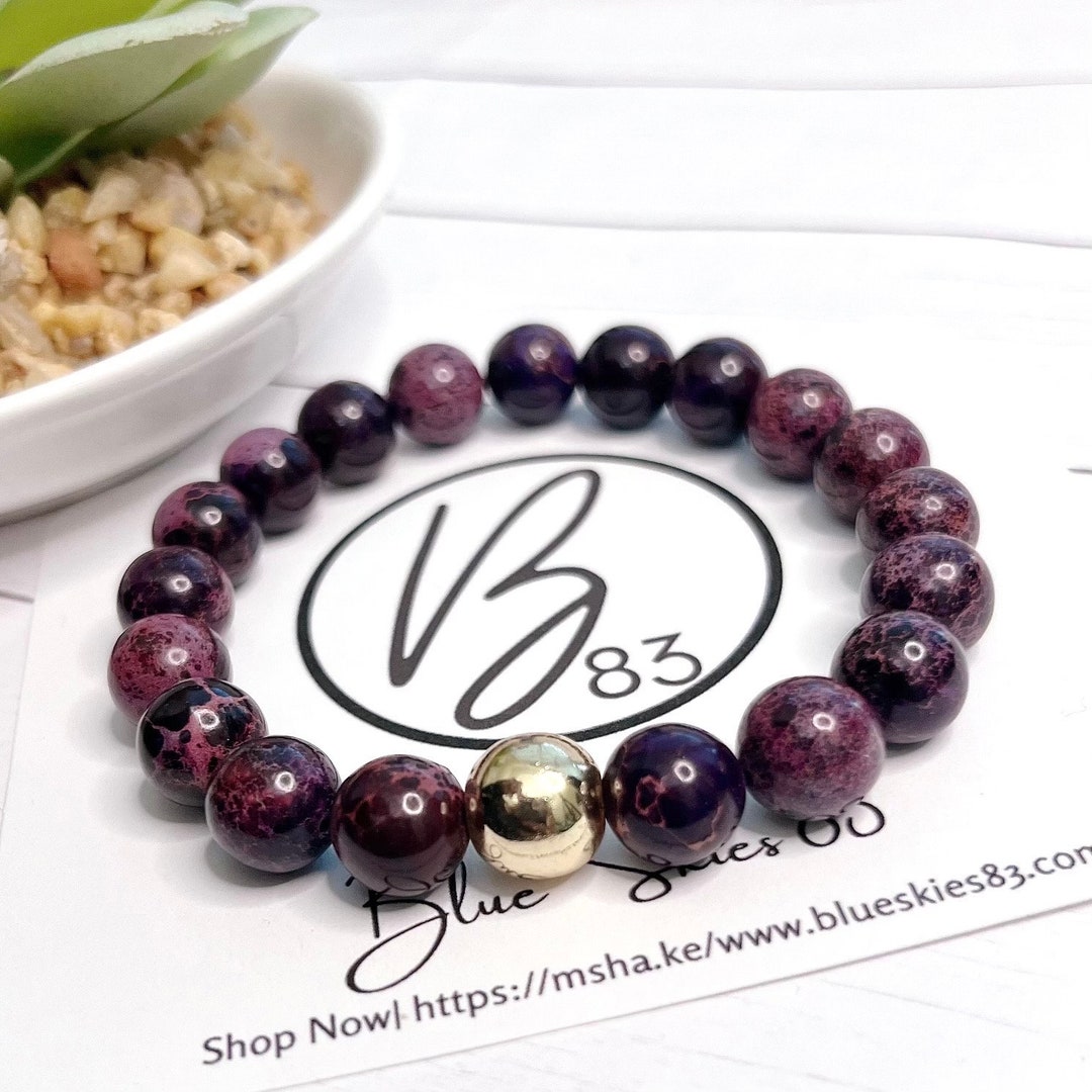 Dark Plum Jasper Bracelet: 14kt Gold Hematite - Etsy