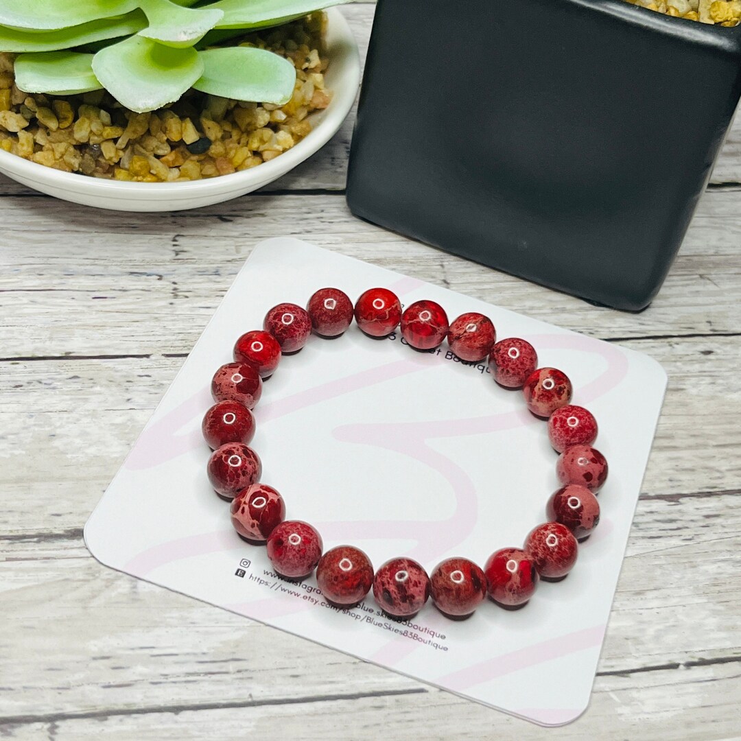 Scarlet Red Sea Sediment Jasper Healing Stones Bracelet - Etsy