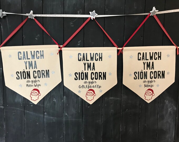 Galwch Yma Siôn Corn Sign /welsh Stop Here Santa Sign / Wall Hanging ...
