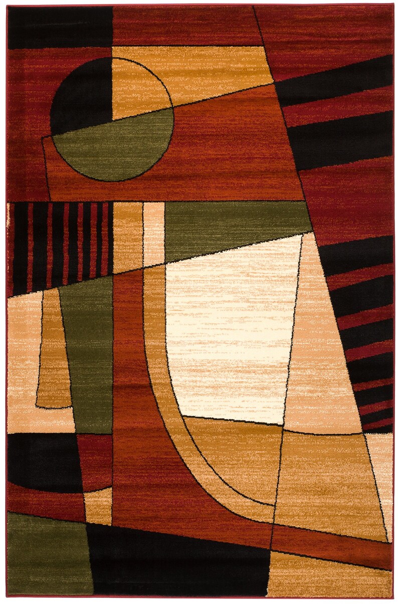 Contempo Area Rug 14 Burgundy Beige Green Modern Abstract Area Rug ...