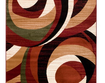 Burgundy Green Rug - Etsy